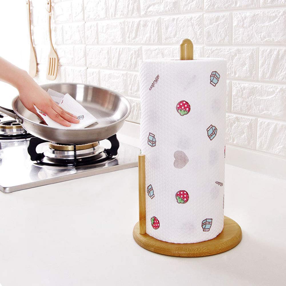 Paper Towel Holder,Wooden Paper Towel Holder Countertop,Detachable Bathroom Towel Roll Stand for Kitchen & Dining Room