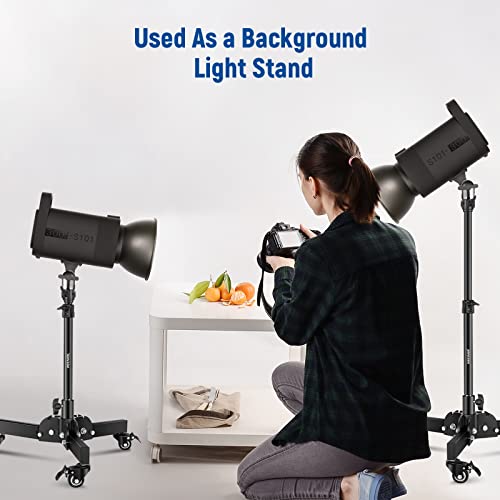 NEEWER Pack of 2 Heavy Duty Light Stands with Wheels, 2.4 Feet Max. Height, Foldable Tripod Stand for Low Angle Shooting, Light Stand for Softbox, Monolight and Other Photography Equipment, ST72