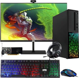 gaming desktop pc, intel i5 6th gen, techmagnet galaxy, 16gb ram, 1tb ssd | 2tb hdd, mtg new 24 inch monitor, rgb keyboard mouse, gt 1030, headphone, webcam, win 10 pro (renewed)