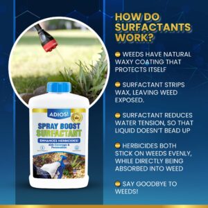 Adios! Spray Boost Surfactant for Herbicide and Weeds, Makes 50 Gallons of Nonionic Wetting Agent (16oz)