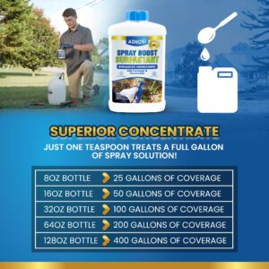 Adios! Spray Boost Surfactant for Herbicide and Weeds, Makes 50 Gallons of Nonionic Wetting Agent (16oz)