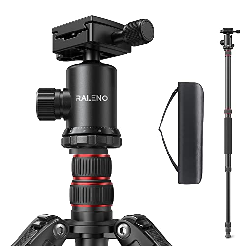 RALENO® 78'' Camera Tripod with 360° Ball Head - Versatile, Sturdy, and Compact Metal Tripod for Professional Photography (20lbs Load, Includes Bag&Disassembly Tools)