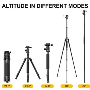 RALENO® 78'' Camera Tripod with 360° Ball Head - Versatile, Sturdy, and Compact Metal Tripod for Professional Photography (20lbs Load, Includes Bag&Disassembly Tools)