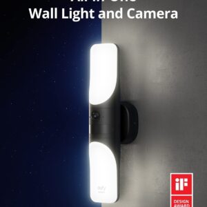 eufy Security Wired Wall Light Cam S100, Security Camera Outdoor, 2K Camera with 1200-Lumen Light, Color Night Vision, Motion Activated Light, AI Detection, IP65 Waterproof, Floodlight Camera