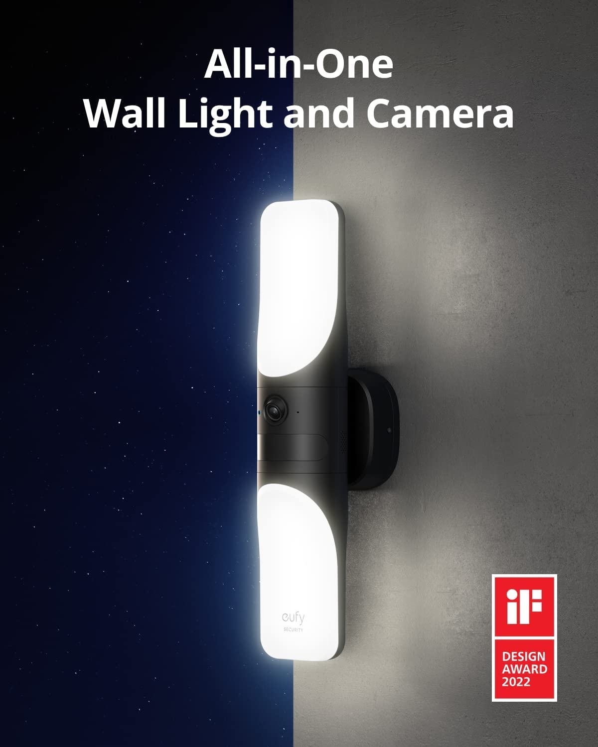 eufy Security Wired Wall Light Cam S100, Security Camera Outdoor, 2K Camera with 1200-Lumen Light, Color Night Vision, Motion Activated Light, AI Detection, IP65 Waterproof, Floodlight Camera