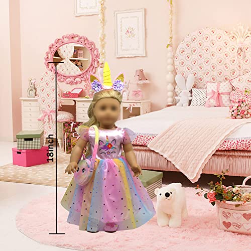 Dciki 18 Inch Doll Clothes and Accessories, Handmade Dinosaur Doll Onesie Pajamas Outfits for 18 Inch American Doll Girls.