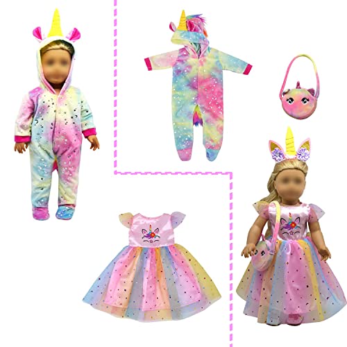 Dciki 18 Inch Doll Clothes and Accessories, Handmade Dinosaur Doll Onesie Pajamas Outfits for 18 Inch American Doll Girls.