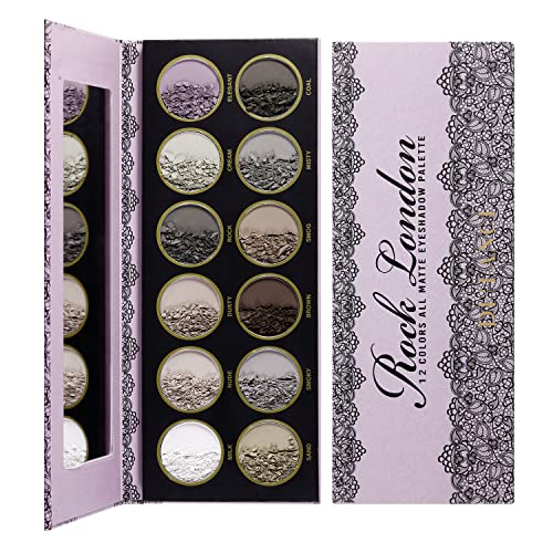 Matte Eyeshadow Palette No Shimmers, DE’LANCI 12 Natural Matte Colors Shades Makeup Pallets, Nude Naked Eye Shadows Pallet for Older Women,Cool Gray Tone All Matte Eyeshadows With Mirror,Talc Free