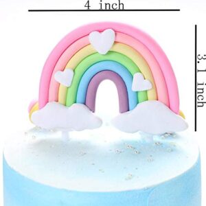 Colorful Rainbow Cake Topper Birthday Wedding Cake Flags Cloud Balloon cake flag Birthday Party Baking Decoration Supplies (love)