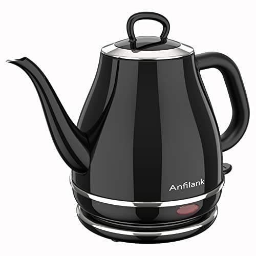 Anfilank Electric Gooseneck Kettle, 1L 1500W Fast Boil, 100% Stainless Steel BPA Free Pour-Over Coffee & Tea Kettle, Water Boiler with Auto Shut & Boil-Dry Protection, Black