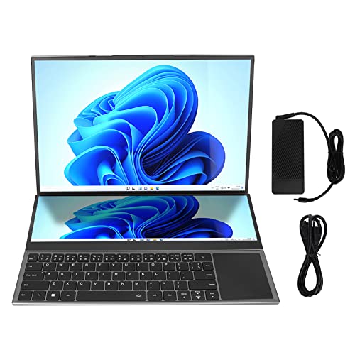 16in 14in Dual Screen Laptop, Complete Function Dual Touch Display Screen Laptop 512GB PCIe NVMe M.2 SSD 13600mAh Battery for Home (US Plug)