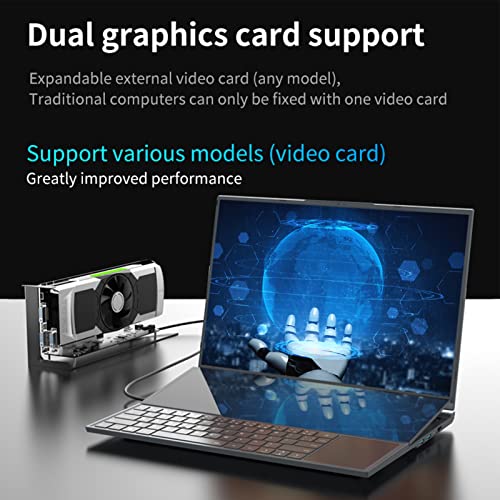 16in 14in Dual Screen Laptop, Complete Function Dual Touch Display Screen Laptop 512GB PCIe NVMe M.2 SSD 13600mAh Battery for Home (US Plug)