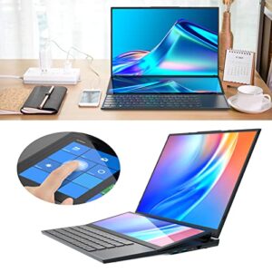 16in 14in Dual Screen Laptop, Complete Function Dual Touch Display Screen Laptop 512GB PCIe NVMe M.2 SSD 13600mAh Battery for Home (US Plug)