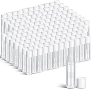 nuanchu 200 pcs lip balm tubes empty lip gloss tubes bulk women 0.186 oz/ 5.5 ml lip gloss container kit clear pvc lip gloss containers with caps lipstick tubes for diy (white, clear)