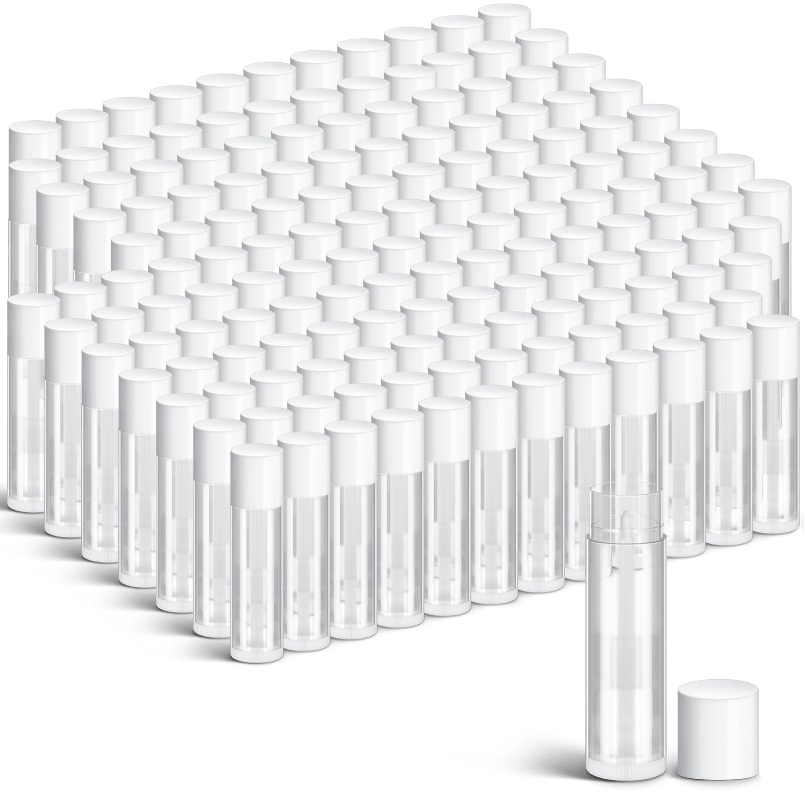 Nuanchu 200 Pcs Lip Balm Tubes Empty Lip Gloss Tubes Bulk Women 0.186 Oz/ 5.5 ml Lip Gloss Container Kit Clear PVC Lip Gloss Containers with Caps Lipstick Tubes for DIY (White, Clear)