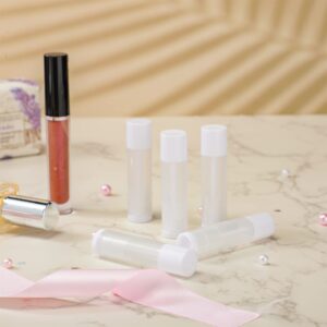 Nuanchu 200 Pcs Lip Balm Tubes Empty Lip Gloss Tubes Bulk Women 0.186 Oz/ 5.5 ml Lip Gloss Container Kit Clear PVC Lip Gloss Containers with Caps Lipstick Tubes for DIY (White, Clear)