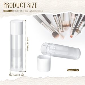 Nuanchu 200 Pcs Lip Balm Tubes Empty Lip Gloss Tubes Bulk Women 0.186 Oz/ 5.5 ml Lip Gloss Container Kit Clear PVC Lip Gloss Containers with Caps Lipstick Tubes for DIY (White, Clear)