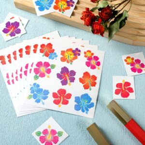 180 Pcs Hibiscus Glitter Sticker Tattoo Temporary Tattoo Summer Fake Flower Stickers Cute Apparel Accessories for Body Face Kids Women Party Favors