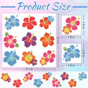 180 Pcs Hibiscus Glitter Sticker Tattoo Temporary Tattoo Summer Fake Flower Stickers Cute Apparel Accessories for Body Face Kids Women Party Favors