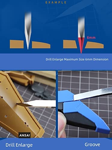 ANSAI Double Edge Chisel, Trigone Enlarge Panel Line, Flat Repair C-Side Versatile Modeling Tools Scriber Carved For Hobbies Mecha Military Miniature Scale Model Kit