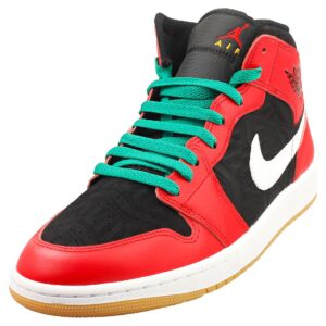 jordan mens air 1 mid dq8417 006 christmas 2022 - size 9 black/fire red-white-malachite