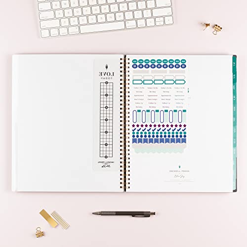 Blue Sky inkWELL Press for 2023-2024 Academic Year Weekly and Monthly Planner, 8.5' x 11', Flexible Cover, Wirebound, Ombre Diamond Charcoal (136451)