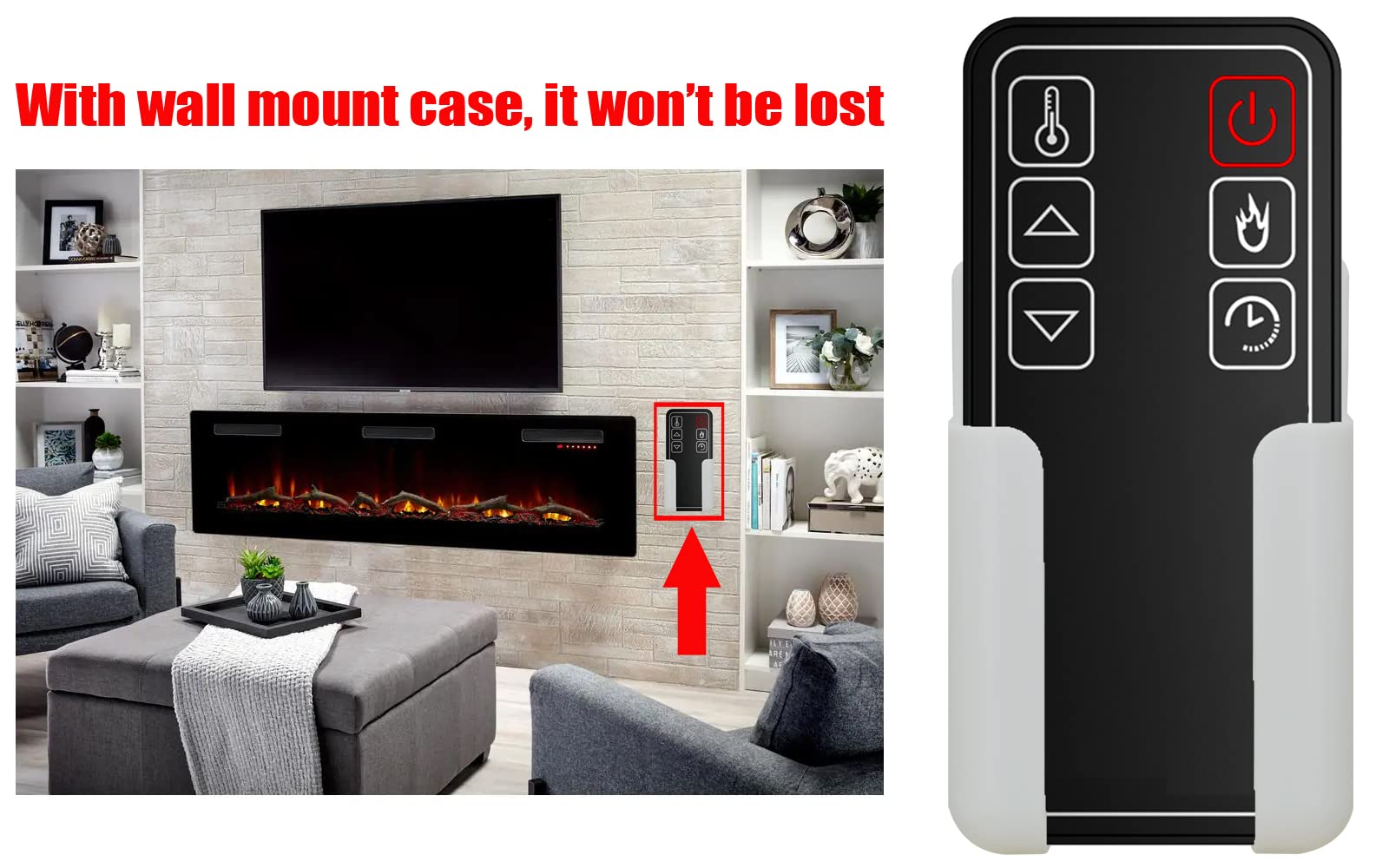 Replacement Remote Control for Furrion FF40SW15ABL F30SW15ABL FF40SC15ABL FF34SW15ABL FR88FR FF60SW15ABL 3D Electric Firebox Indoor Fireplace Heater