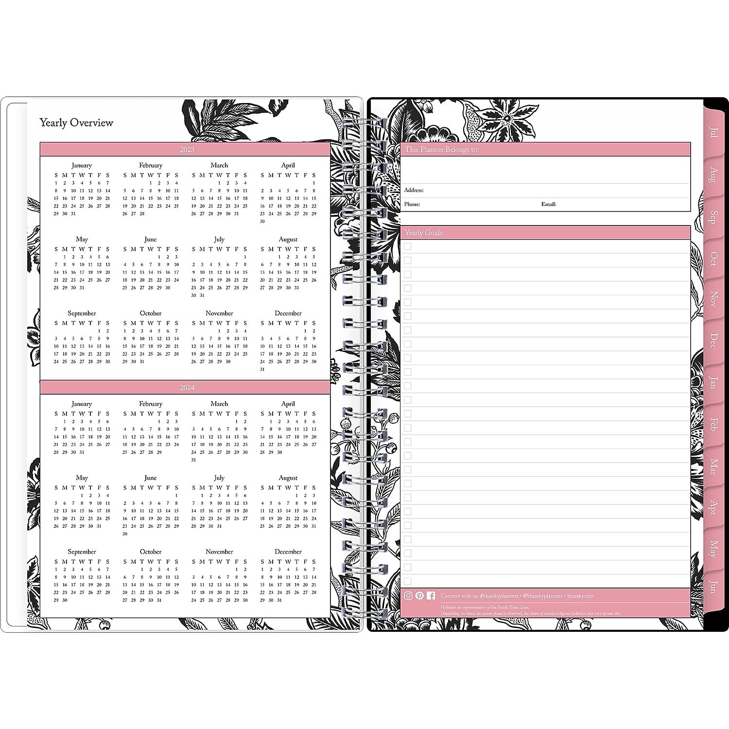 Blue Sky 2023-2024 Academic Year Weekly and Monthly Planner, 5" x 8", Flexible Cover, Wirebound, Analeis (130608-A24)