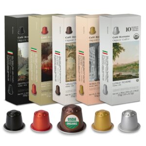 organic usda café romano coffee aluminum espresso pods for nespresso original machine 100 pack italian espresso coffee 100% arabica (variety pack)