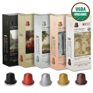 Organic USDA Café Romano Coffee Aluminum Espresso Pods For Nespresso Original Machine 100 Pack Italian Espresso Coffee 100% Arabica (Variety pack)