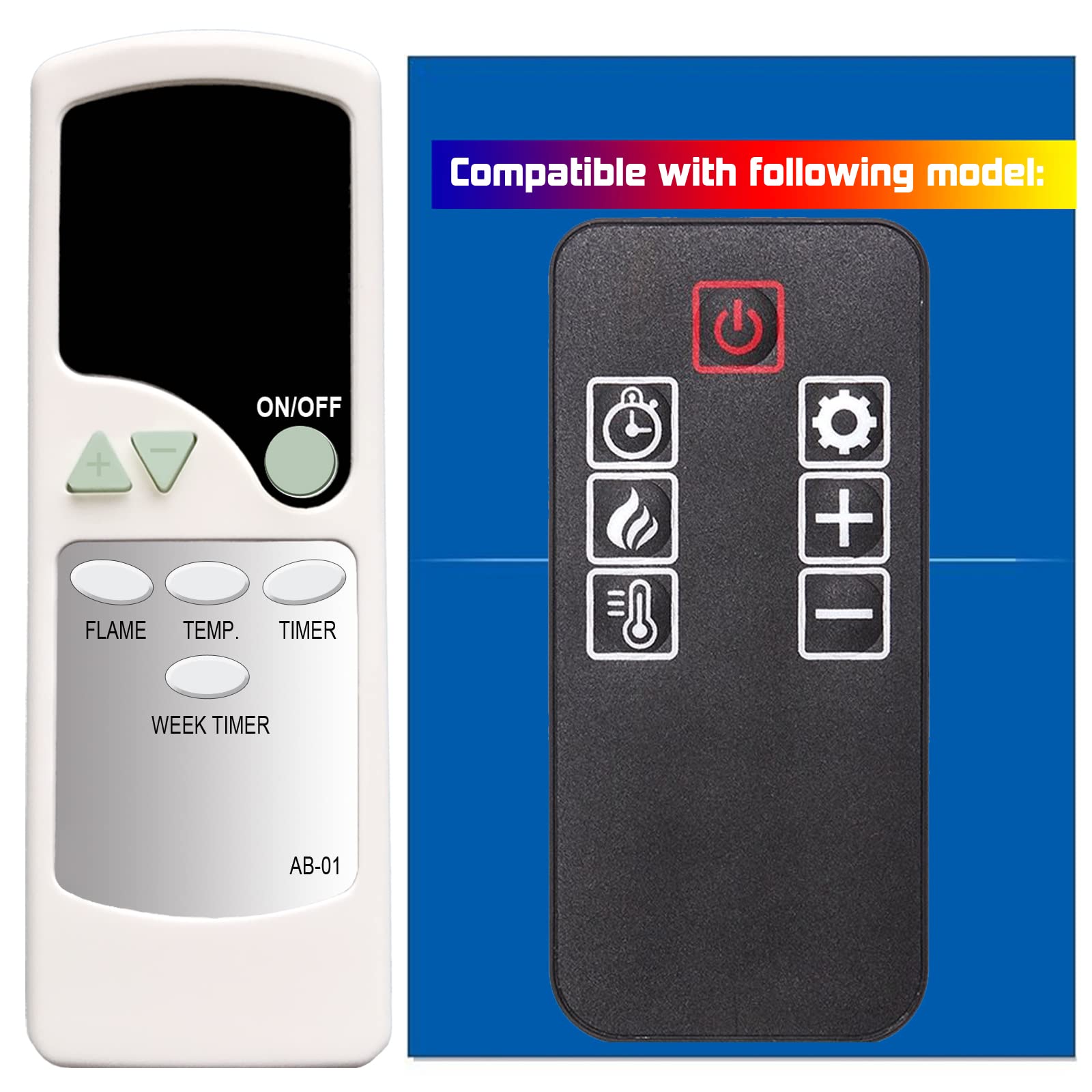 GENGQIANSI Replacement Remote Control for Lokatse Home FD19457 FD19458 FD19459 Wall Mounted Electric Fireplace