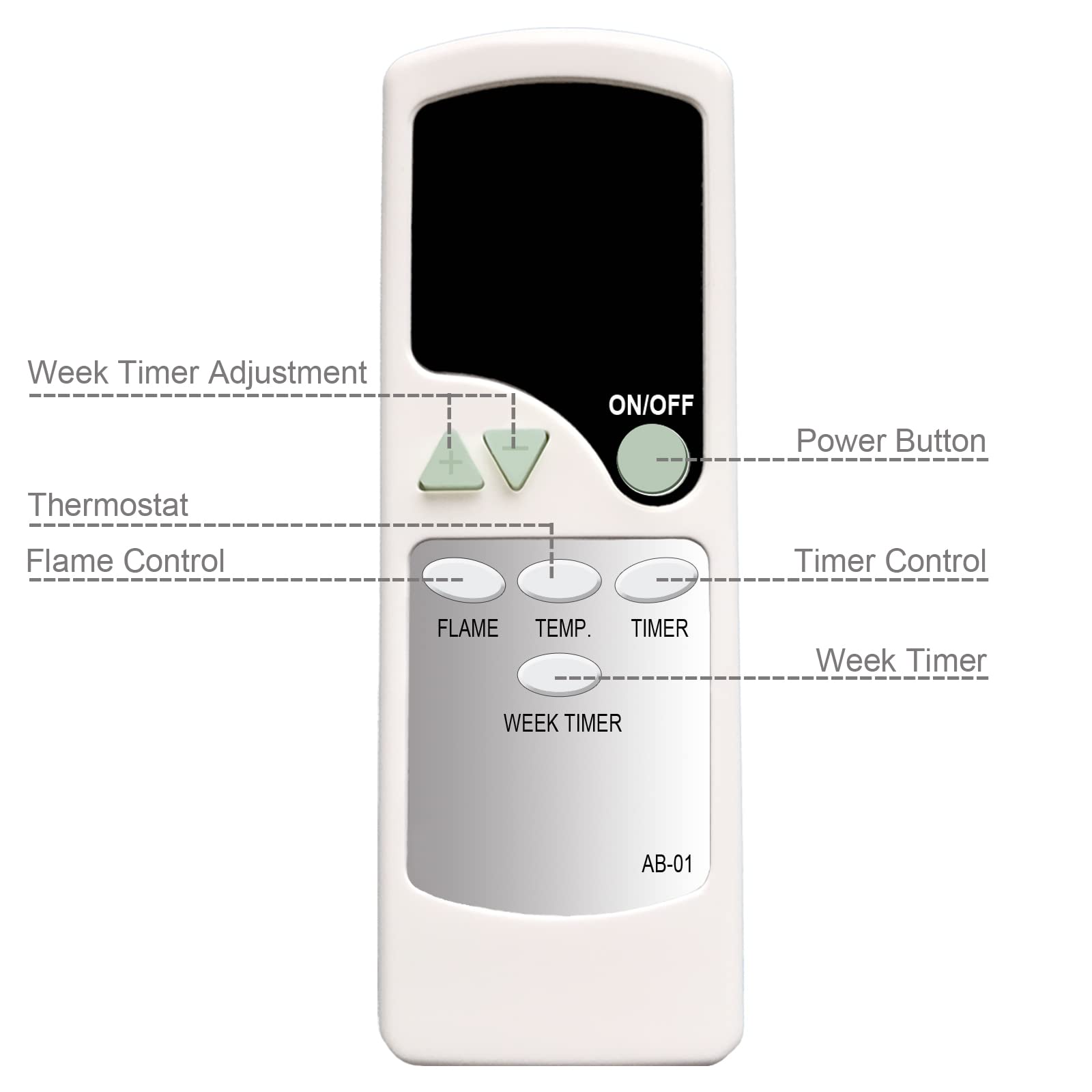 GENGQIANSI Replacement Remote Control for Lokatse Home FD19457 FD19458 FD19459 Wall Mounted Electric Fireplace