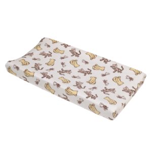 disney classic pooh hunny fun with piglet and tigger white and taupe super soft changing pad cover