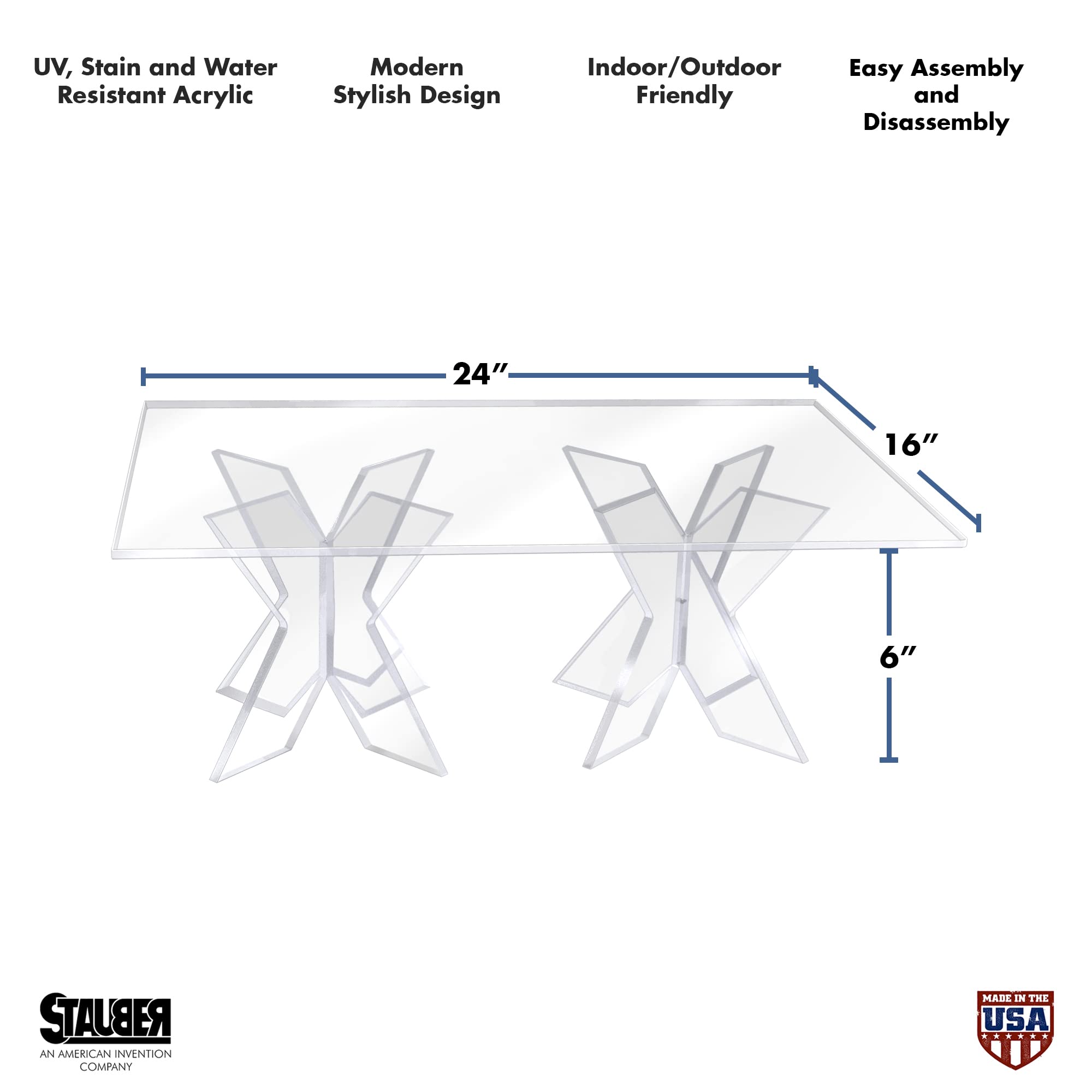 STAUBER Best Acrylic Display Stand - Buffet Serving Tray Riser - Cupcakes, Pastries, Appetizers (Rectangle, 24" x 16")