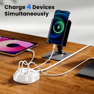 Charging Station for Multiple Devices, USB C Charging Block, USB C Multiport Charger with Quick Charge 3.0, Multiple Devices for Smart Phone Tablet Laptop Computer USB Charging Station