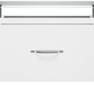 vidaXL Heavy-Duty Steel Washing Machine Pedestal with Storage Drawer - White, Suitable for All Standard Washing Machines and Dryers, Non-Slip and Scratch Protection Design