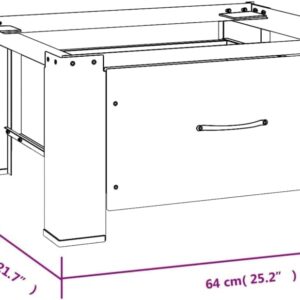 vidaXL Heavy-Duty Steel Washing Machine Pedestal with Storage Drawer - White, Suitable for All Standard Washing Machines and Dryers, Non-Slip and Scratch Protection Design