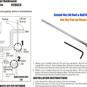 Extension Rod for Bathroom Pop-Up Vertical/Horizontal Rods, 6 Inch Pop Up Drain Extension Rod, Extension Rod for Sink Pop Up Drain Assembly by Artiwell, Chrome Plated