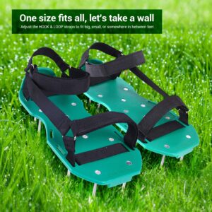 Ohuhu Lawn Aerator Shoes Free-Installation: Aeration Shoes for Men Women with Stainless Steel Shovel, Heavy Duty Spike Aerating Sandals Lawn Equipment Tool with Hook & Loop Strap for Yard Patio Garden