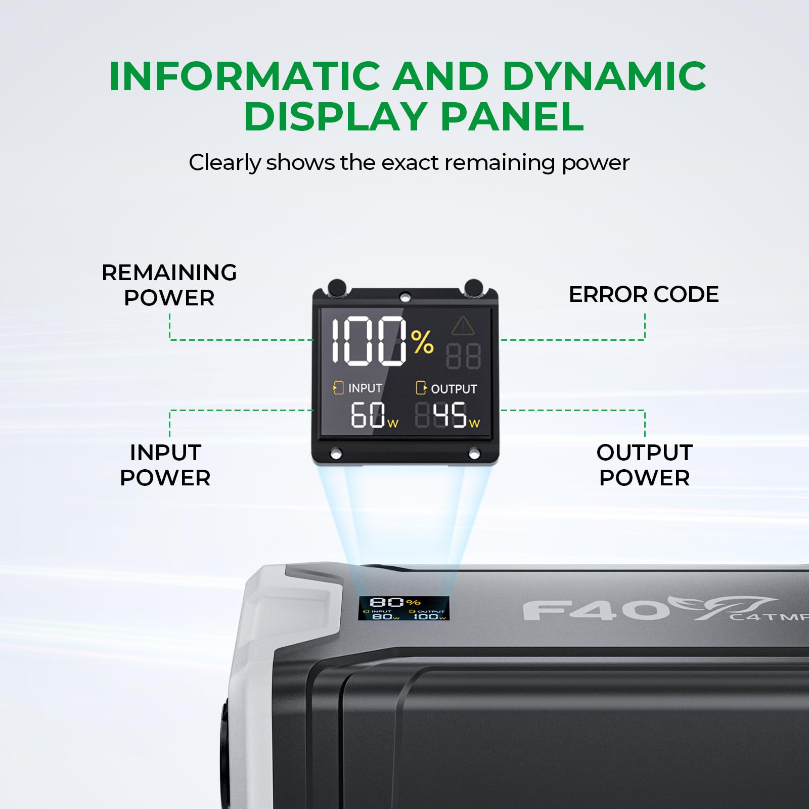 F40C4TMP Portable Power Station, 220Wh Backup Battery for Portable Refrigerator, External Supply Compatible with Most Car Freezers On The Market(Including The CRPRO Series)