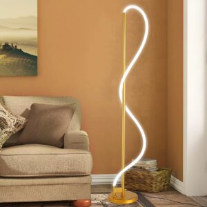 dec luce decoluce lighting modern led gold floor lamp, flexible diy modeling tall standing lamp, 35w/2700lm ultra bright white light corner floor lamp for bedroom, living room, office