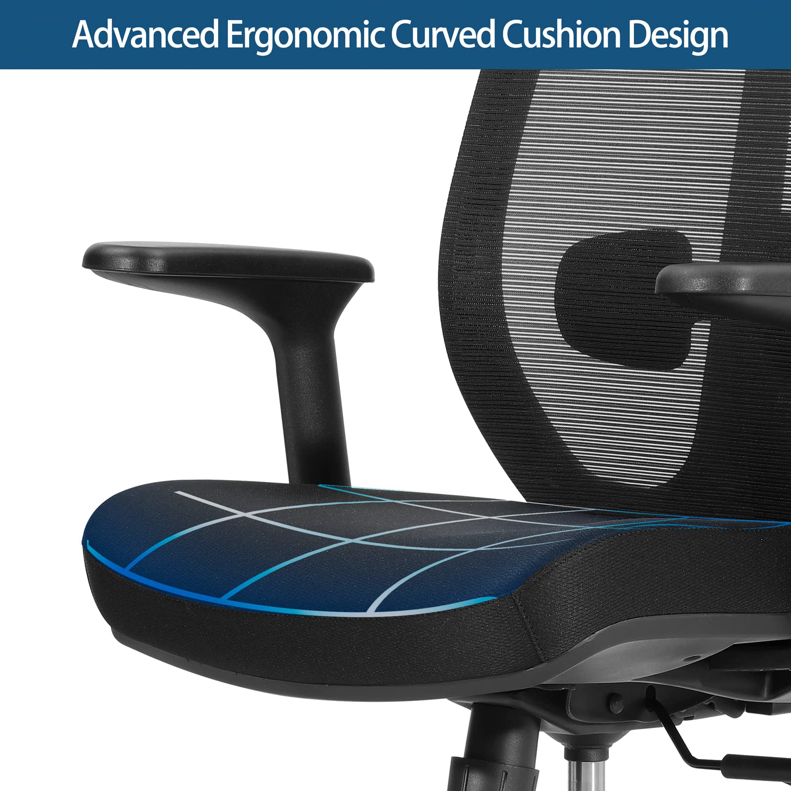 Ergonomic Mesh Office Chair, High Back Big and Tall Desk Chair with Adjustable Lumbar Support and Headrest, Tilt Function Swivel Rolling Computer Chair with 2D Armrest and PU Wheels