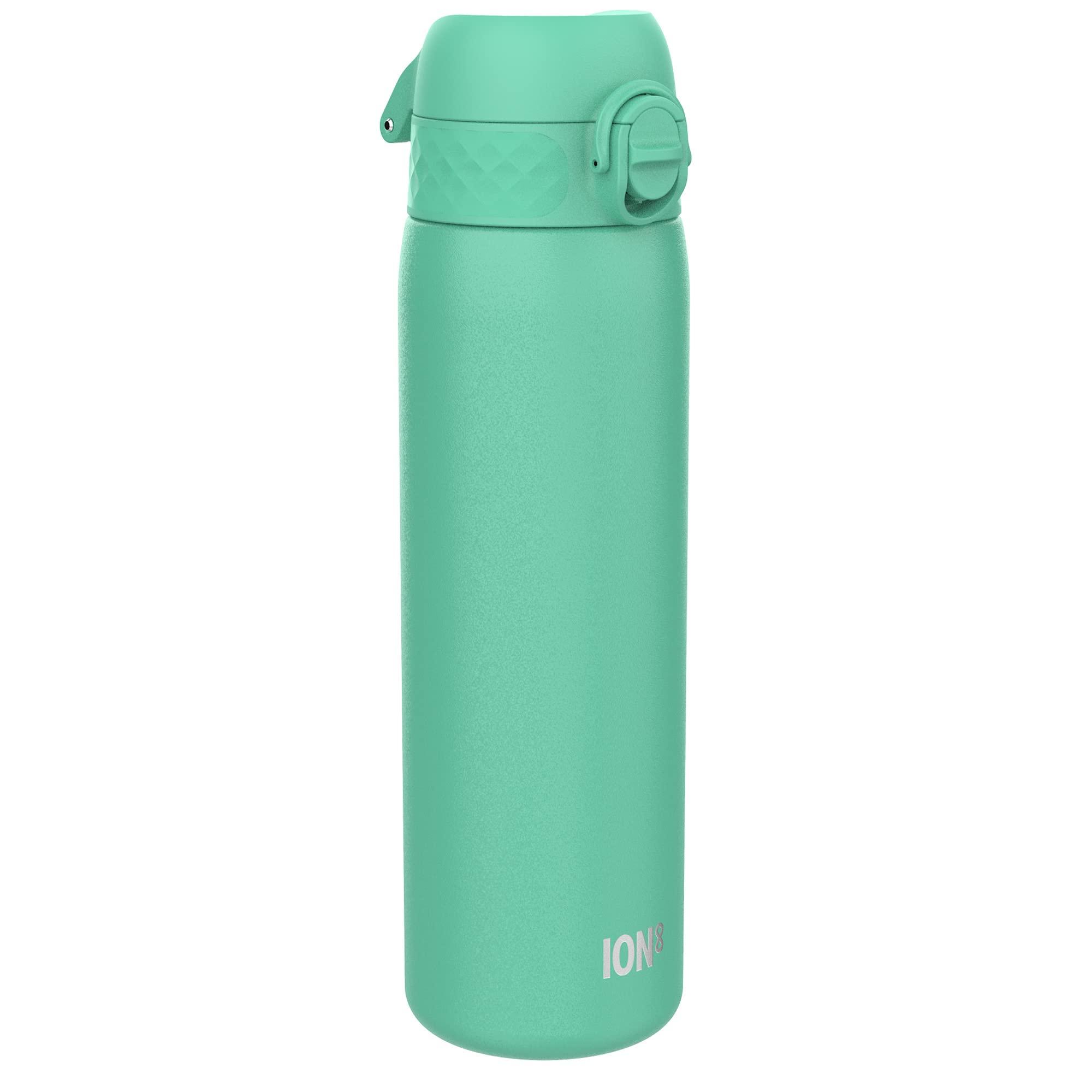 ION8 Steel Water Bottle, 600 ml/20 oz, Leak Proof, Easy to Open, Secure Lock, Dishwasher Safe, Flip Cover, Fits Cup Holders, Carry Handle, Durable, Scratch Resistant, Carbon Neutral, Teal Green