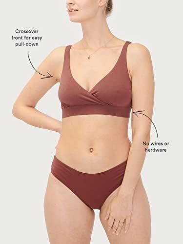 HATCH The Dream Feed and Sleep Bra - Wireless, No Hardware Nursing Bras - Maternity Bra with Crossover Front - Breathable Premium Pima Cotton Nursing Bra - Anise - Medium