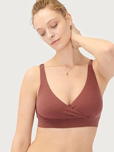 HATCH The Dream Feed and Sleep Bra - Wireless, No Hardware Nursing Bras - Maternity Bra with Crossover Front - Breathable Premium Pima Cotton Nursing Bra - Anise - Medium