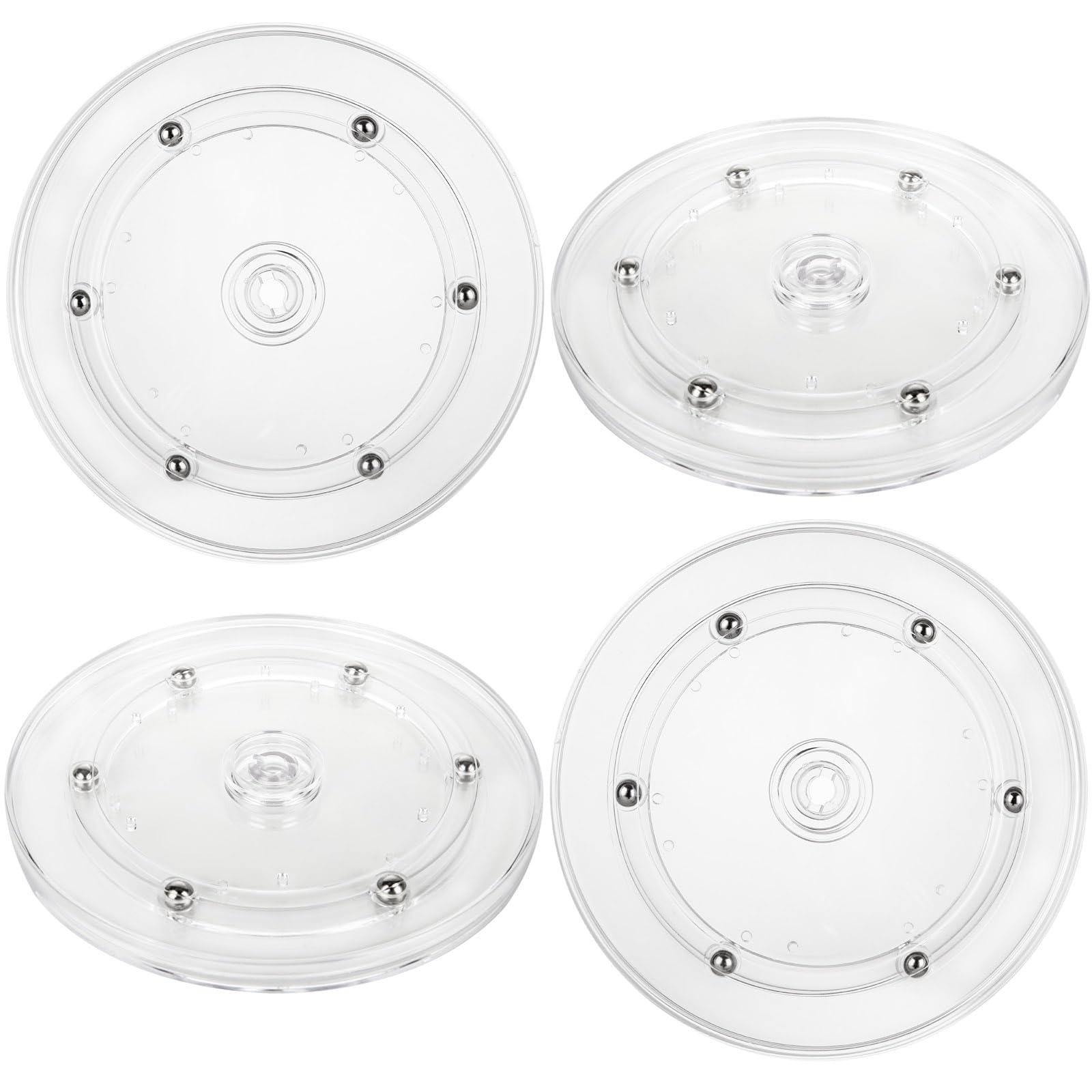 Oungy 4PCS 6 Inch Acrylic Lazy Susan Turntable Rotating Tray with Steel Ball Bearings Clear Turntable Organizer for Table Spice Cake Rack Kitchen Cabinets Monitor