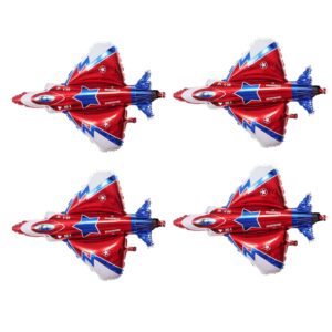 4pcs airplane balloons fighter jet airplane ballons airplane shaped foil mylar balloons for baby shower kids' boys birthday party supplies decorations