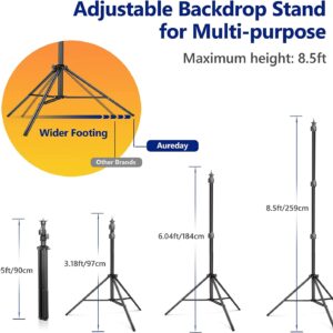 Aureday Backdrop Stand, 8.5x10Ft Adjustable Photo Backdrop Stand Kit with 4 Crossbars, 6 Background Clamps, 2 Sandbags, and Carrying Bag for Parties/Wedding/Photography/Festival Decoration