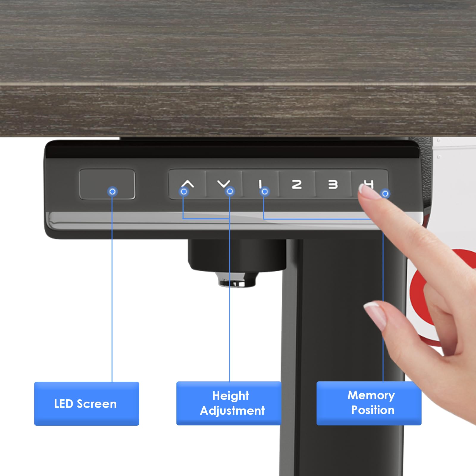 STARY Height Adjustable Electric Standing Desk with Whole Board, Modern, White