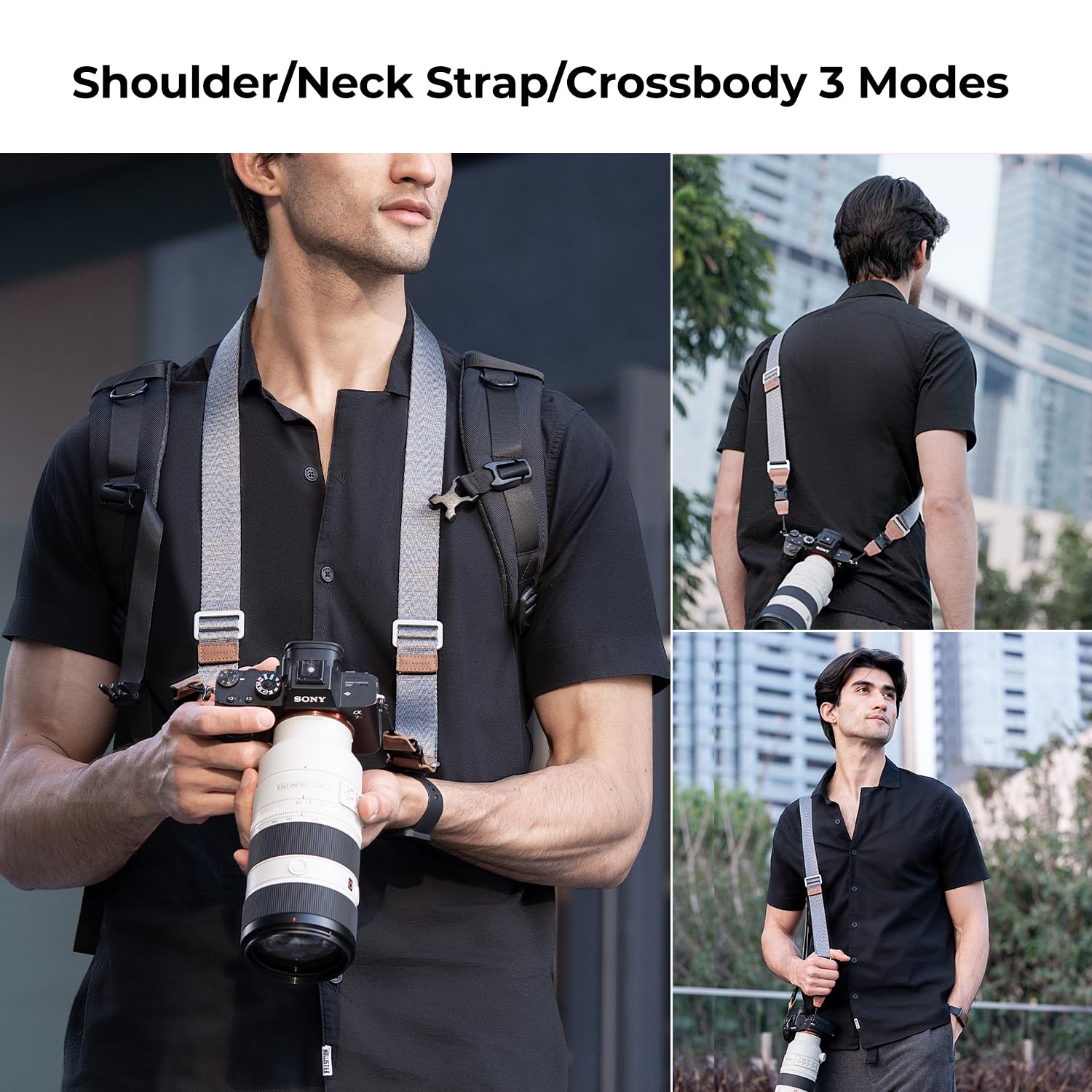 K&F Concept 32mm Camera Neck Strap for Photographers Camera Strap Quick Release Clip Adjustable Sling Strap Compatible for Nikon Canon Sony Olympus DSLR Camera Grey